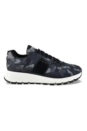 Prada Camouflage Canvas Lace-up Sneakers - Gray