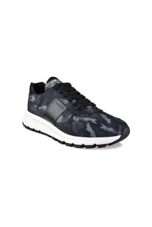 Prada Camouflage Canvas Lace-up Sneakers - Gray