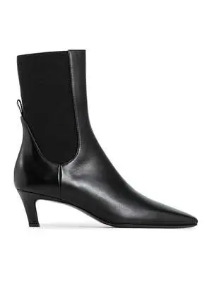 TOTEME Leather Mid Heel Boots - Black
