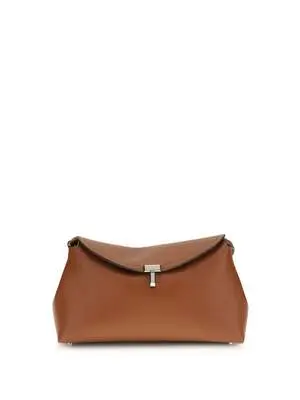 TOTEME T-lock Clutch Bag In Palmellato Leather - Brown
