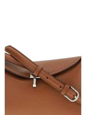 TOTEME T-lock Clutch Bag In Palmellato Leather - Brown