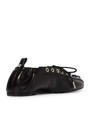 GANNI Oleatex Lace-up Ballet Flats - Black