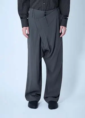 VIVIENNE WESTWOOD Asymmetrical Draped Wide Leg Trousers - Gray