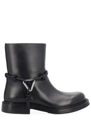 Bottega Veneta Calf Leather Braided Detail Boots - Black