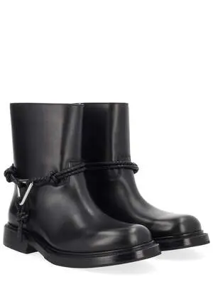 Bottega Veneta Calf Leather Braided Detail Boots - Black