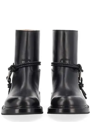 Bottega Veneta Calf Leather Braided Detail Boots - Black