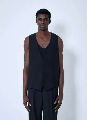 Saint Laurent Silk Crepe Waistcoat - Black