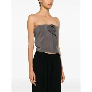 Giorgio Armani Strapless Top With Floral Appliqu - Gray