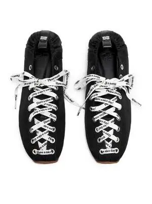 GANNI Sporty Ballerina Flats With Printed Laces