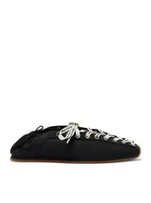 GANNI Sporty Ballerina Flats With Printed Laces - Black