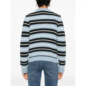 GANNI Striped Wool Blend Sweater With Cat Graphic