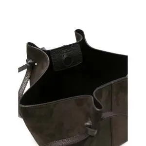 Yuzefi Suede Shoulder Bag With Tie Detail - Brown