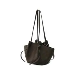 Yuzefi Suede Shoulder Bag With Tie Detail - Brown