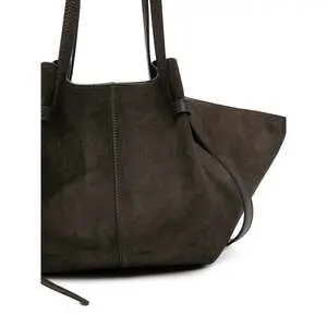 Yuzefi Suede Shoulder Bag With Tie Detail - Brown