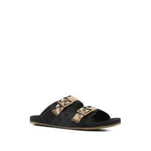 Burberry Checked Double Buckle Strap Sandals - Black
