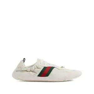 Gucci Suede And Canvas Lace-up Sneakers - Cream