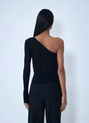 Rick Owens Asymmetric One-shoulder Ribbed Knit Top