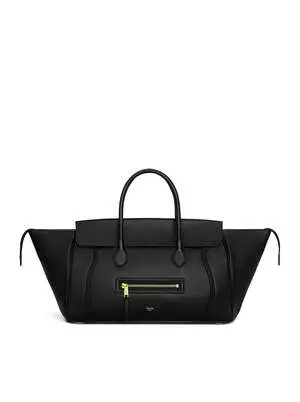 Celine Medium Luggage Bag In Soft Glossy Lambskin - Black