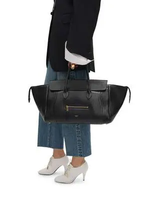 Celine Medium Luggage Bag In Soft Glossy Lambskin - Black