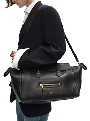 Celine Medium Luggage Bag In Soft Glossy Lambskin - Black