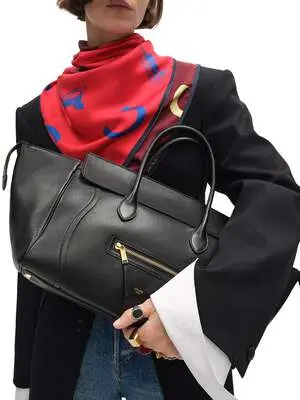 Celine Medium Luggage Bag In Soft Glossy Lambskin - Black