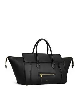 Celine Medium Luggage Bag In Soft Glossy Lambskin - Black