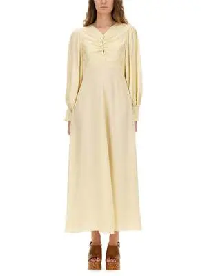 Chloé Ruched Silk Dress - Yellow