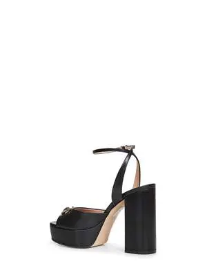Gucci Black Leather Platform Sandals With Horsebit Detail - Multicolor