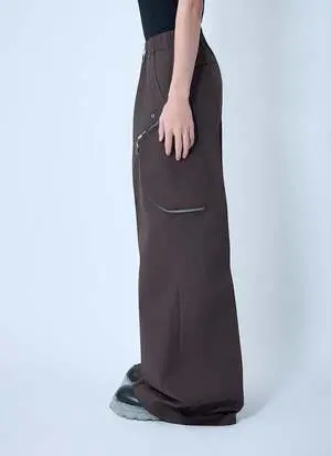 Rick Owens Wide-leg Trousers With Drawstring Waist And Zip Details - Brown