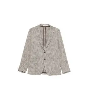 Tagliatore TAGLIATORE Textured Peak Lapel Blazer Brown