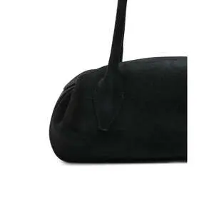 Yuzefi Suede Shoulder Bag With Magnetic Fastening - Black