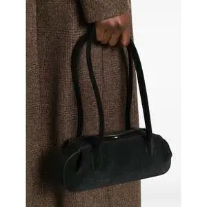Yuzefi Suede Shoulder Bag With Magnetic Fastening - Black