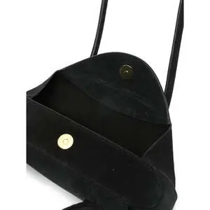 Yuzefi Suede Shoulder Bag With Magnetic Fastening - Black