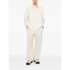 Stone Island Spread Collar Cotton Shirt Jacket - Cream