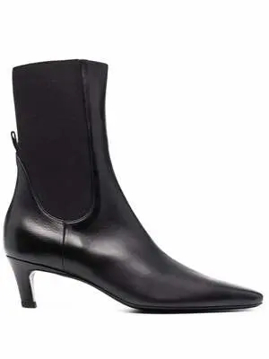 TOTEME TOTEME Black Calf Leather Square Toe Ankle Boots Multicolor