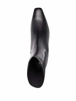 TOTEME Black Calf Leather Square Toe Ankle Boots - Multicolor