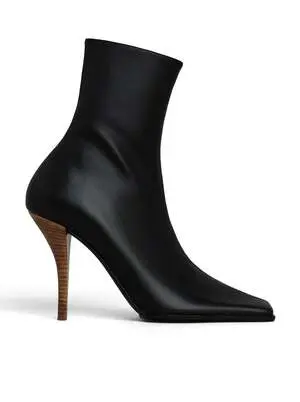 Alaïa Square Toe Sock Heel Leather Ankle Boots - Black