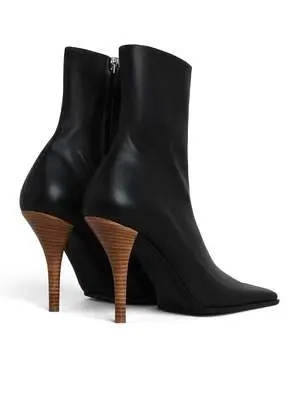 Alaïa Square Toe Sock Heel Leather Ankle Boots