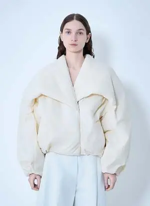 Jacquemus Oversized Quilted Bomber Jacket With Shawl Collar - White