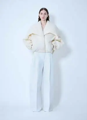Jacquemus Oversized Quilted Bomber Jacket With Shawl Collar - White