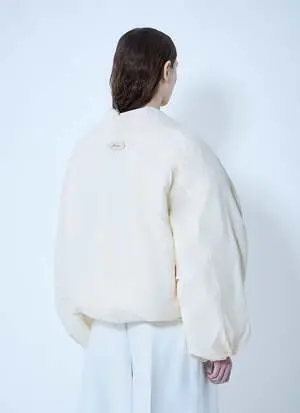 Jacquemus Oversized Quilted Bomber Jacket With Shawl Collar - White