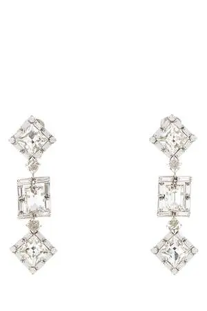 Alessandra Rich Embellished Metal Drop Earrings - Silver