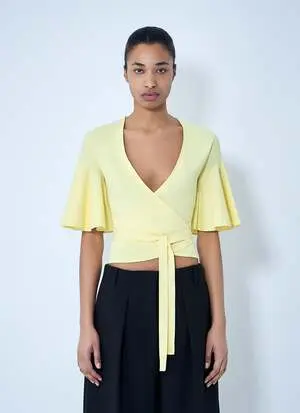 Jacquemus Wrap Knit Top With Flared Sleeves