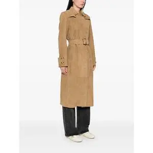 GOLDEN GOOSE Leather Trench Coat - Cream