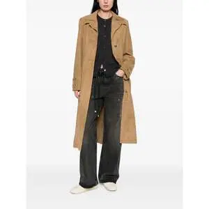 GOLDEN GOOSE Leather Trench Coat - Cream