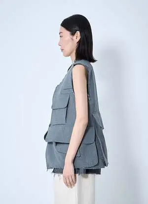 MAISON MARGIELA Distressed Wool Waistcoat With V-neck And Flap Pockets