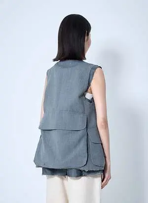 MAISON MARGIELA Distressed Wool Waistcoat With V-neck And Flap Pockets