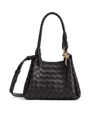 Bottega Veneta Small Parachute Woven Leather Shoulder Bag - Black