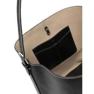 TOTEME Calf Leather Tote Bag With Adjustable Shoulder Strap - Black