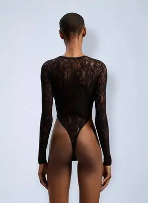 Palm Angels Curved Logo Lace Bodysuit